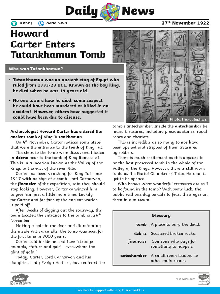 Howard Carter Discovers King Tut's Tomb | PDF | Tutankhamun | Ancient Egypt