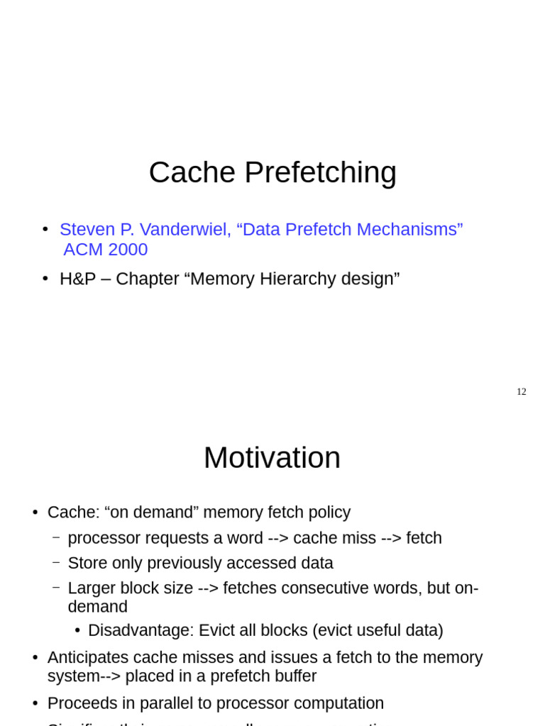 EGC121lect19 Cache Prefetching | PDF | Cpu Cache | Central Processing Unit