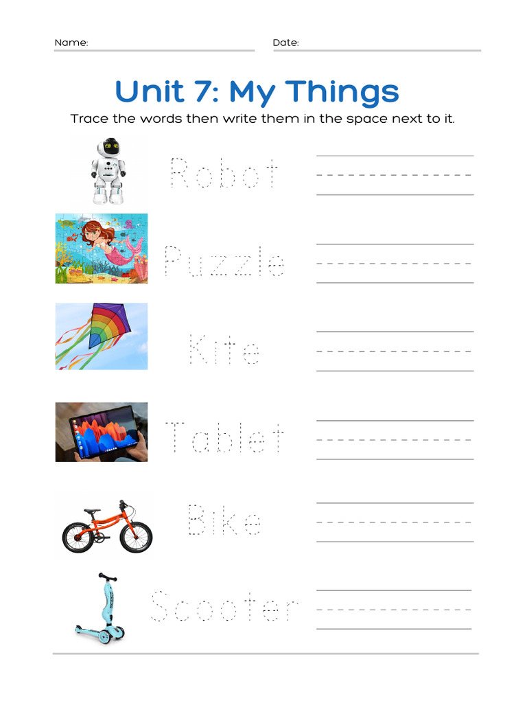 Bi-Color Objects in School WritingWords Foundational Worksheet Worksheet | PDF