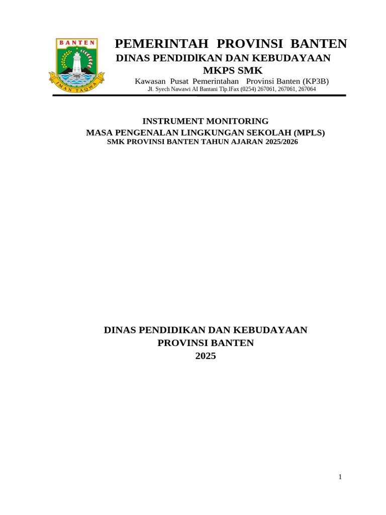 2025 Instrumen Mpls Smk Tahun Ajaran 2025-2026 (Fix) | PDF