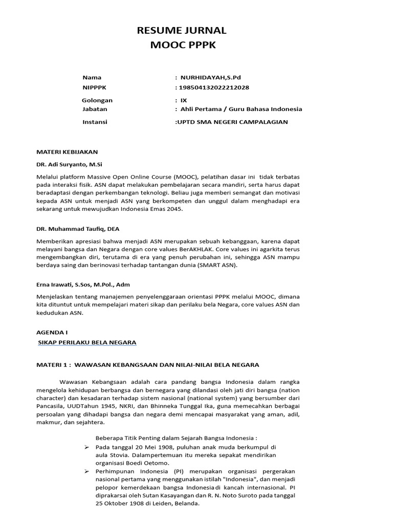 Resume Jurnal Mooc PPPK Nurhidayah | PDF
