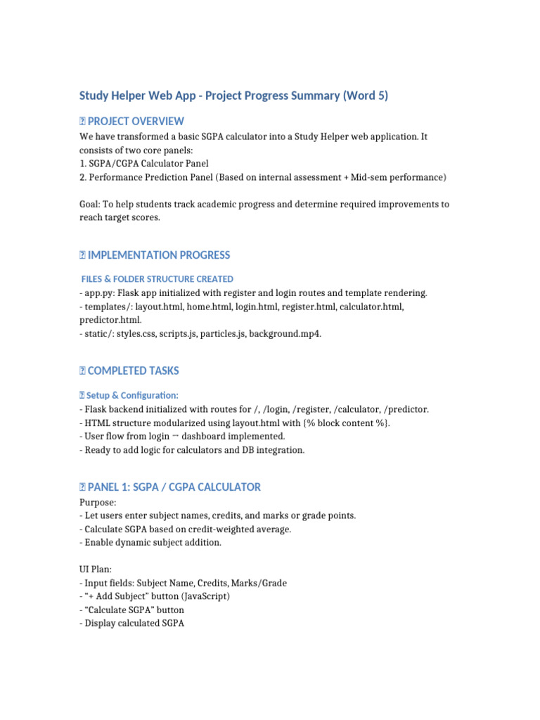 Study Helper Project Summary | PDF | Web Application | Web Development
