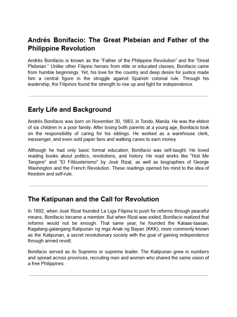 Andres Bonifacio | PDF | Spanish East Indies | Philippines