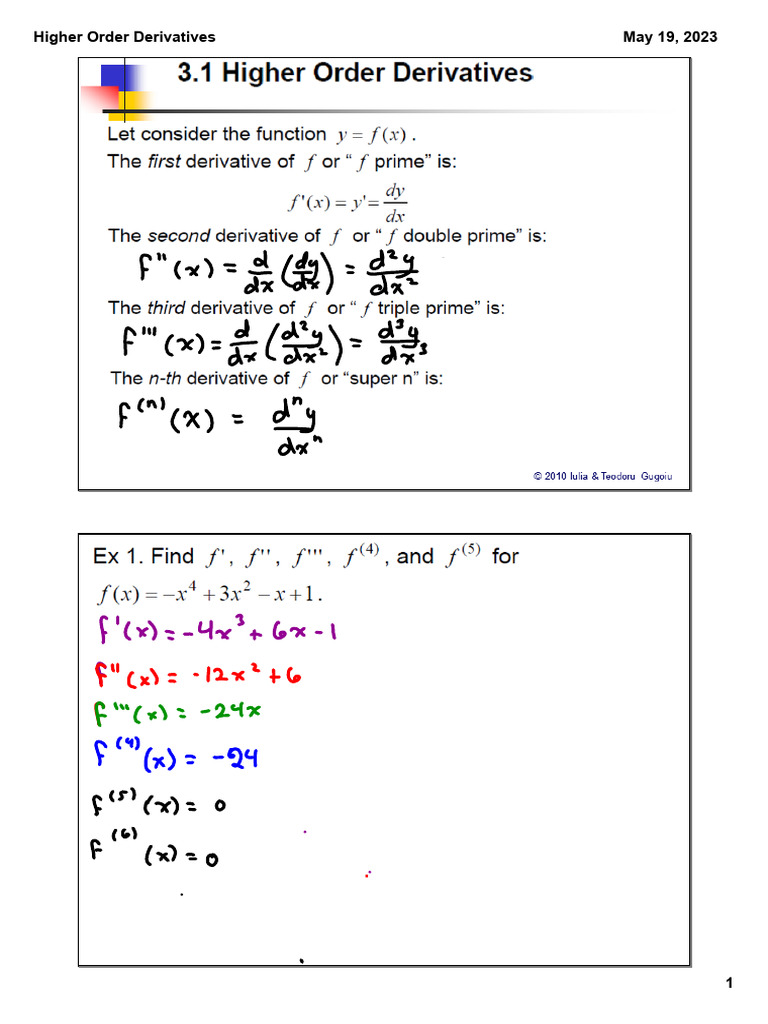 Note - Higher Order Derivatives | PDF