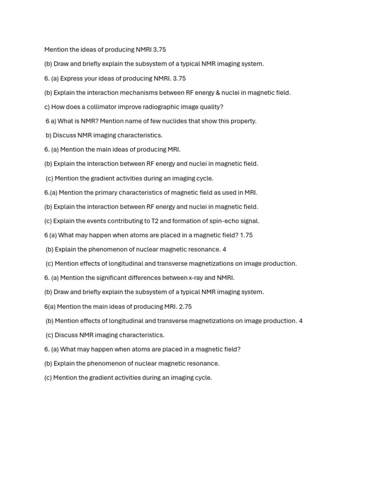 NMRI Questions | PDF