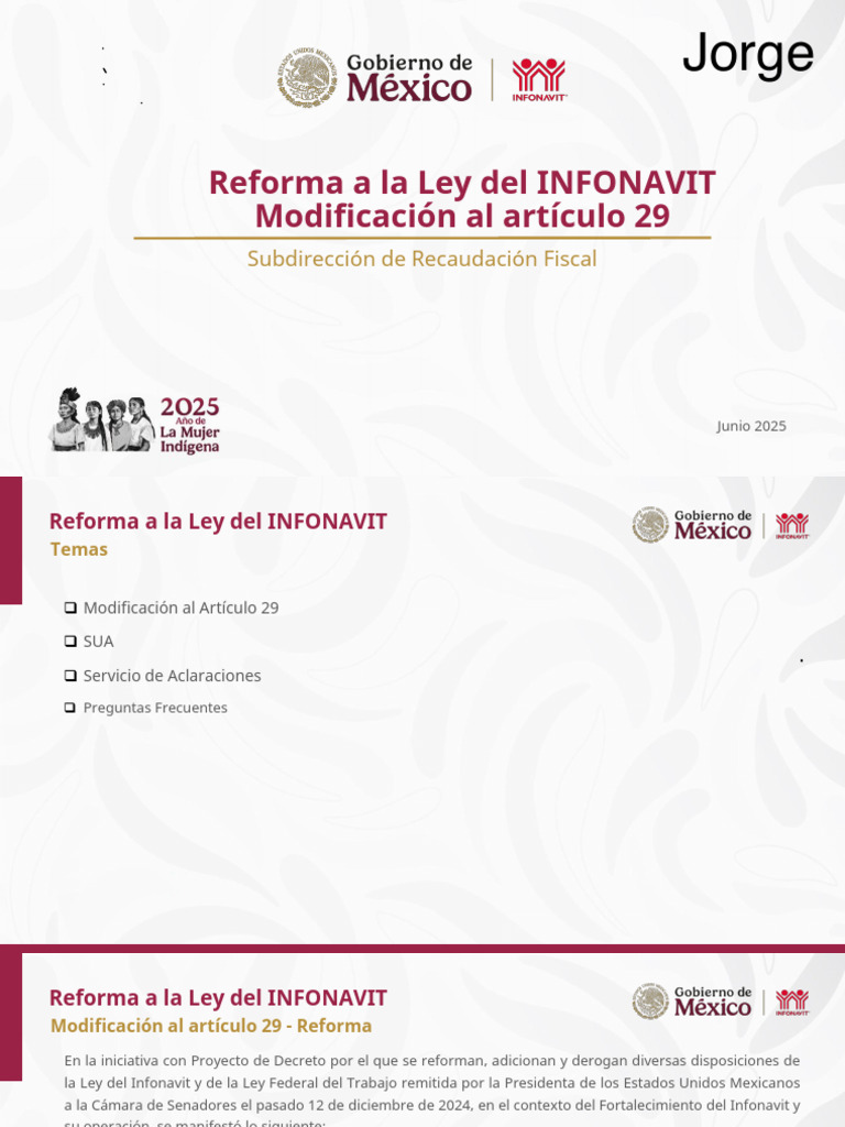 Reforma Artículo 29 Ley INFONAVIT 2025 | PDF