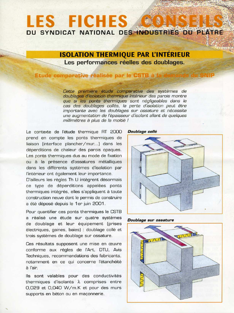 PLATRE - Fiche Conseil 1 - Isolation Thermique | PDF