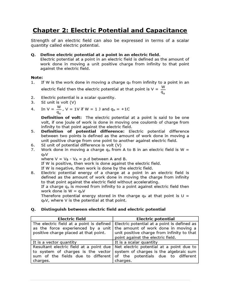 Chapter 2 Physics 2025-26 | PDF | Dielectric | Capacitance