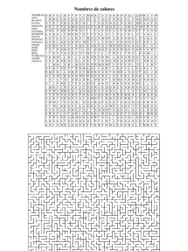 Sopa de Letras Nombre de Colores | PDF