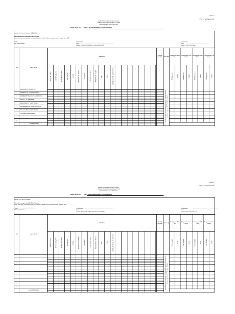 Contoh Borang G Murid - 2025 | PDF