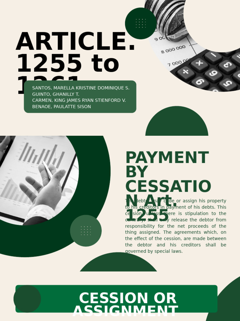 Cession of Property Under Articles 1255-1261 | PDF | Payments | Surety