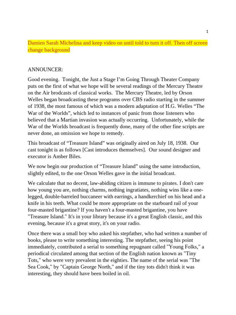 Treasure Island VERSION 12 5 21 Numbered 2 | PDF | Treasure Island