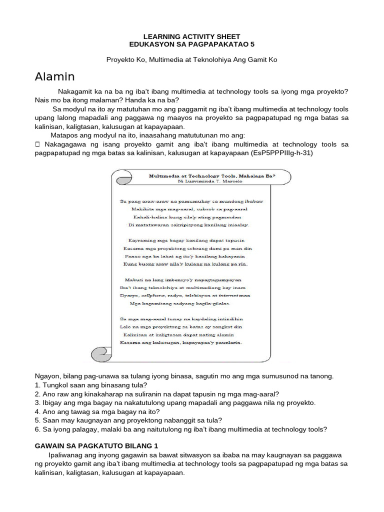 ESP Activity Sheet Wk8 | PDF