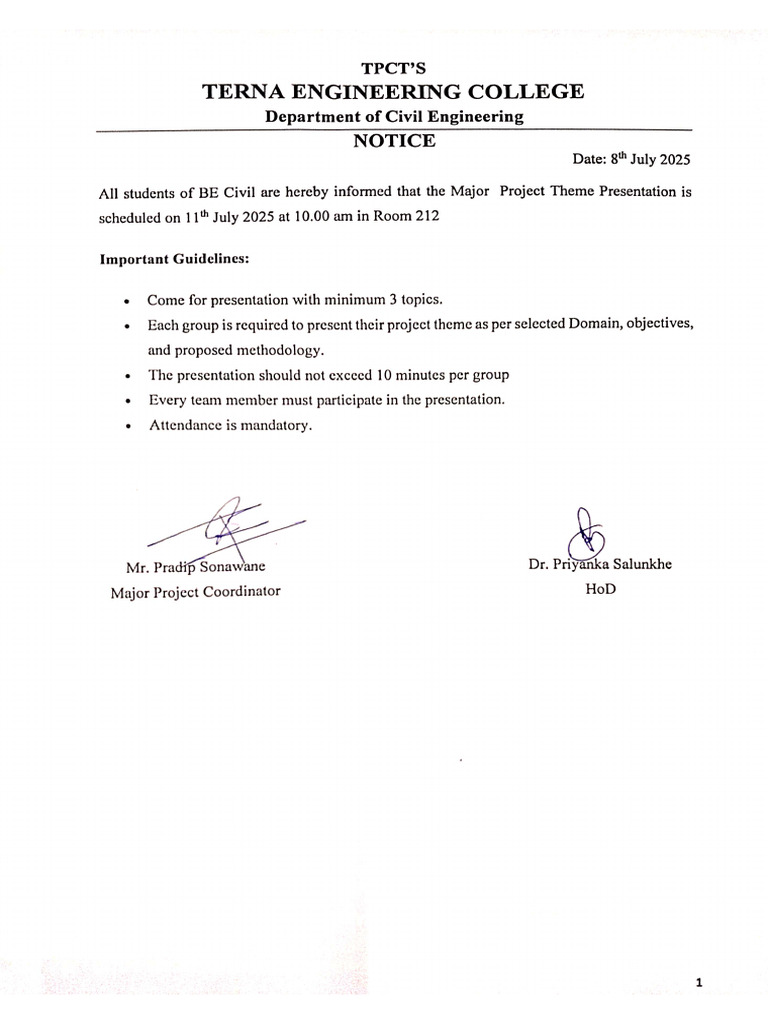 Project Theme Presentation Notice | PDF
