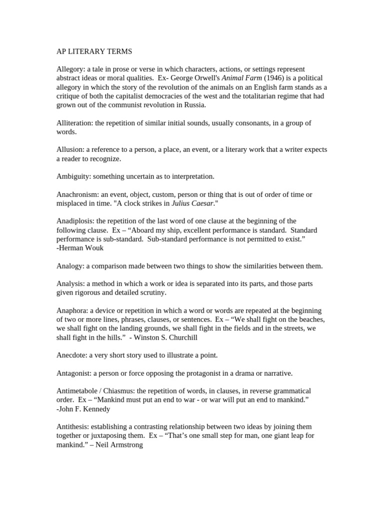 AP Literary Terms Overview | PDF | Poetry | Metaphor