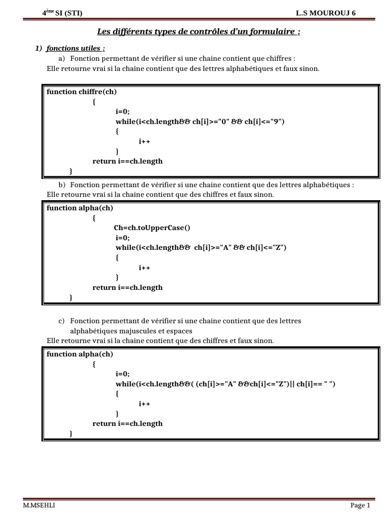 Contrôles de formulaires en JavaScript | PDF | Collation
