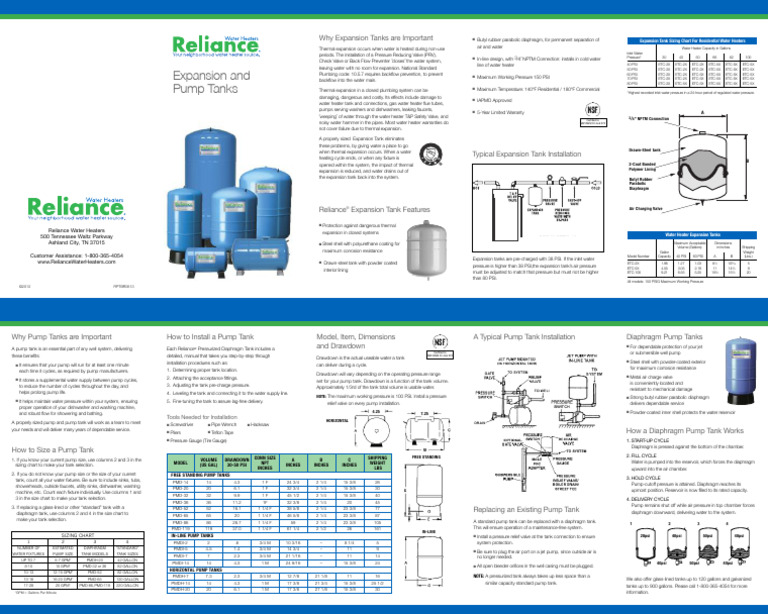 RPTBR0613 - v9 Reliance Brochure - PUMP TANKS | PDF | Water Heating | Pump