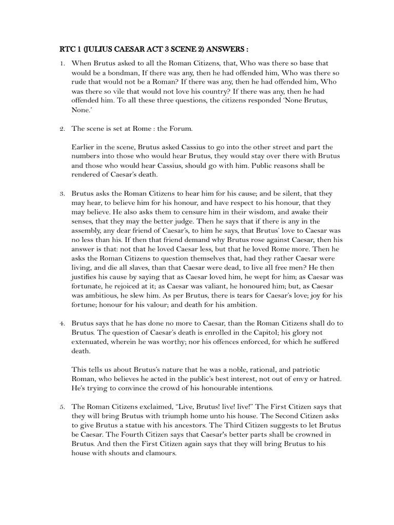 Brutus's Justification in Act 3, Scene 2 | PDF | Julius Caesar
