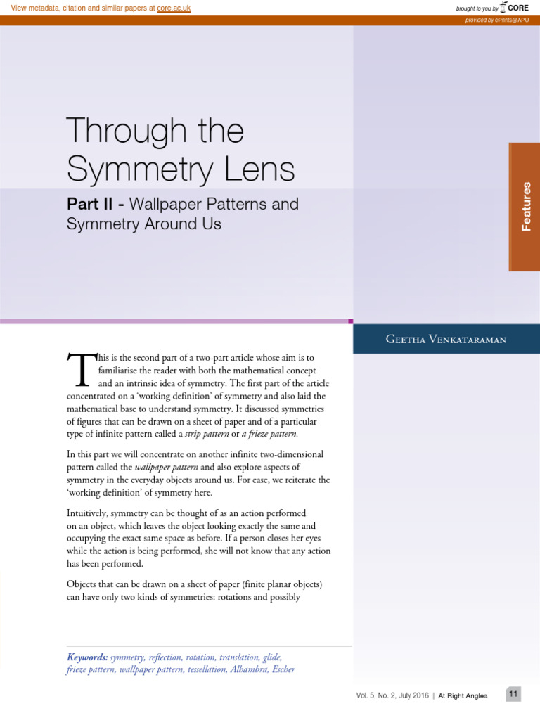Wallpaper Patterns and Symmetry Explained | PDF | Lattice (Group ...