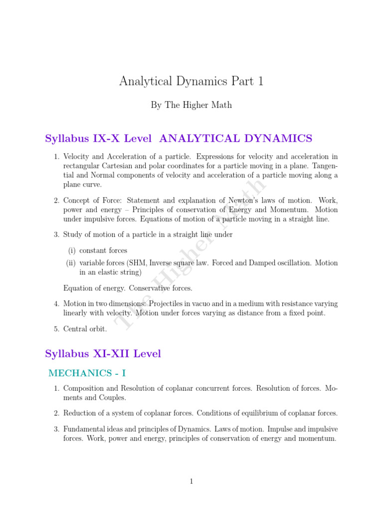 Analytical Dynamics Overview | PDF | Force | Acceleration