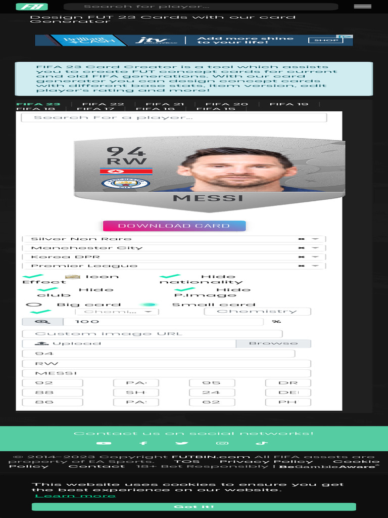 FIFA 23 Card Creator Generator FUTBIN | PDF