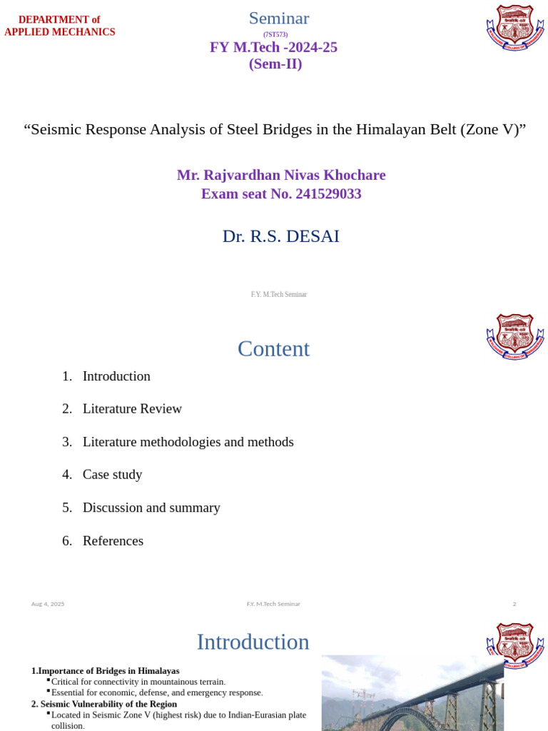 Rajvardhan Khochare (Seismic Response Analysis of Steel Bridges in The ...