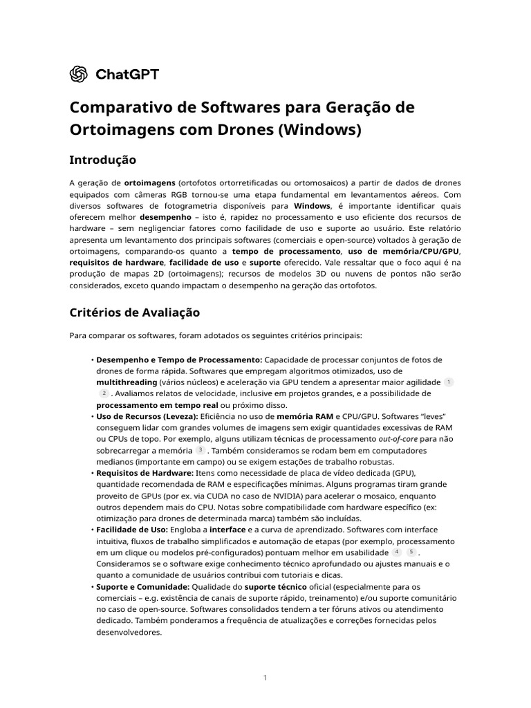 Comparativo de Softwares de Ortoimagens | PDF | Unidade de ...