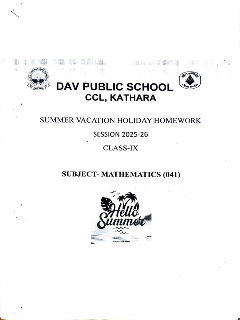 Summer Vacation Maths Holiday HW - IX | PDF | Numbers | Rational Number