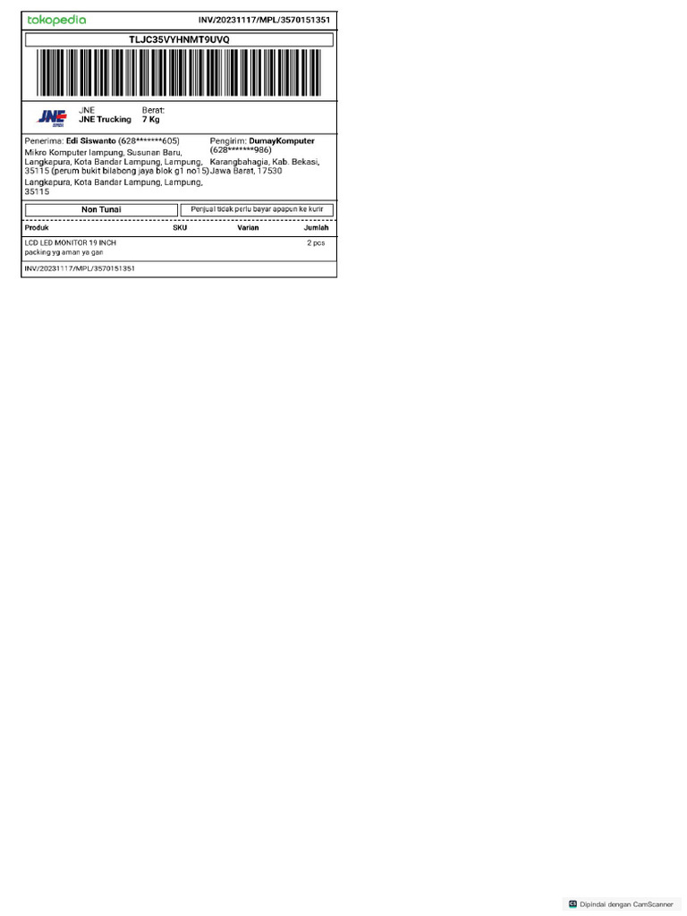Shipping Label Tokopedia (2)(1) | PDF