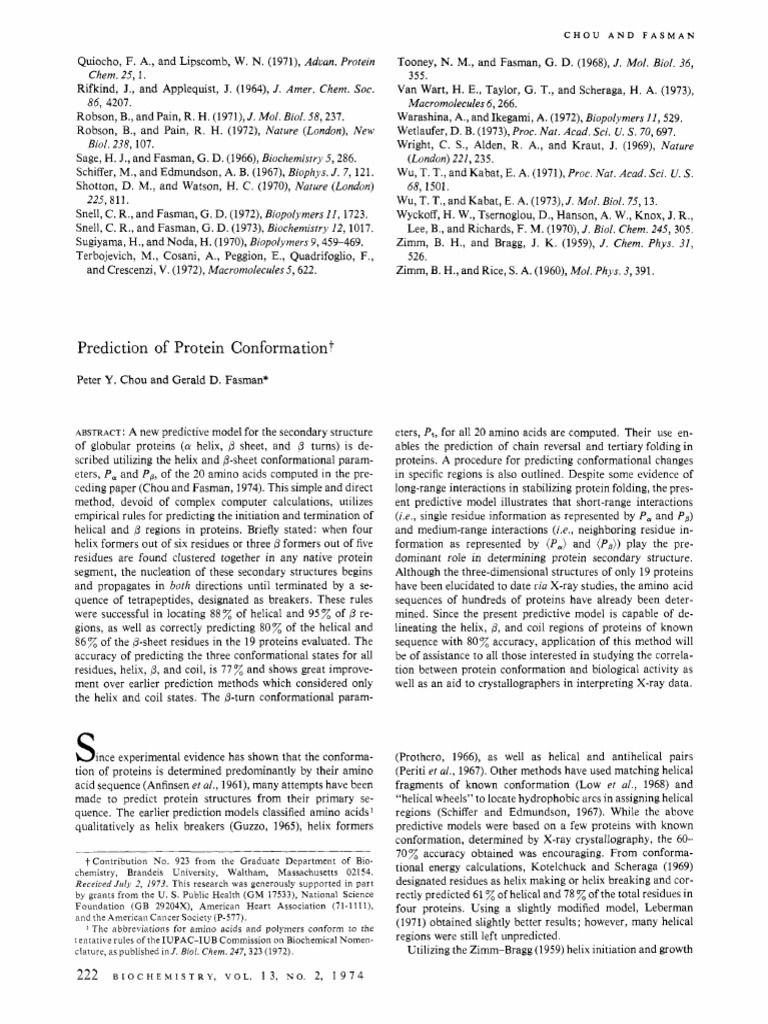 Chem - Unknown - Prediction of Protein Conformation | PDF | Alpha Helix ...