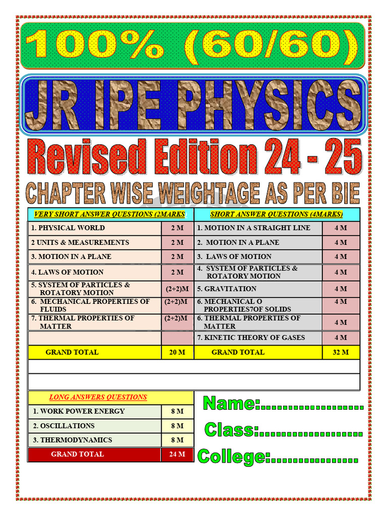 Physics Study Material: Short Answers | PDF | Force | Acceleration