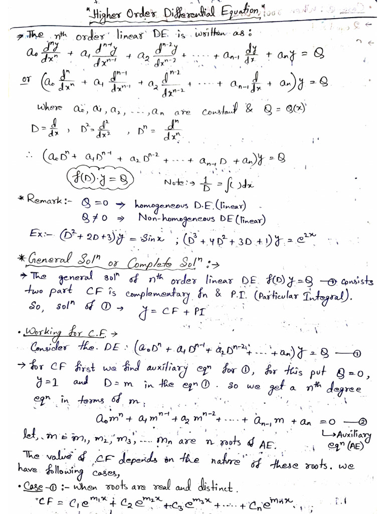 Higher Order Differential Equation. | PDF