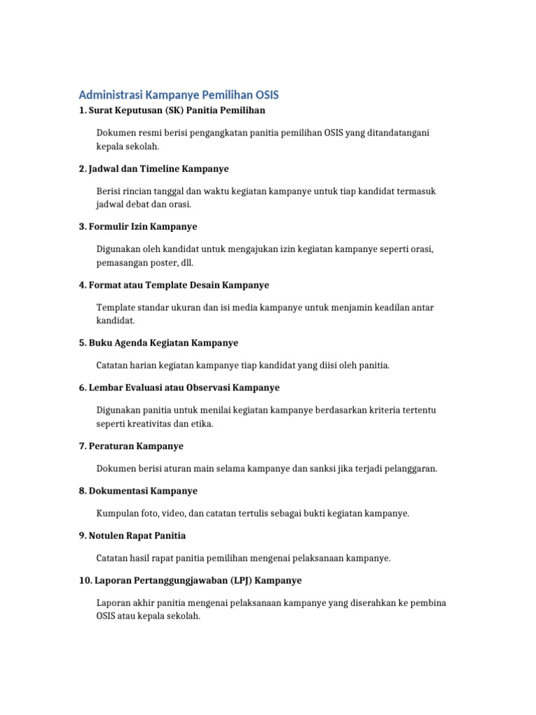 Administrasi Kampanye OSIS | PDF