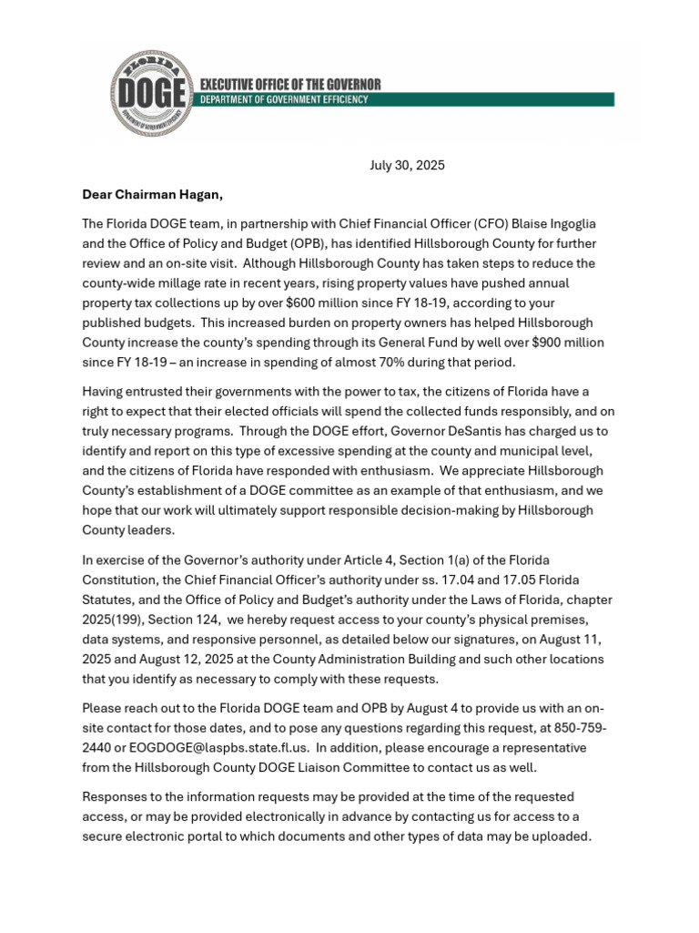 DOGE Letter to Hillsborough County | PDF | Electric Vehicle ...