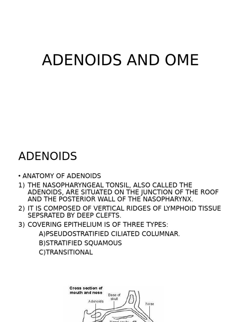 Adenoids and Ome | PDF | Otorhinolaryngology | Human Head And Neck