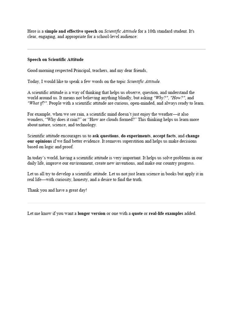 Simple and Effective Speech: Scientific Attitude | PDF