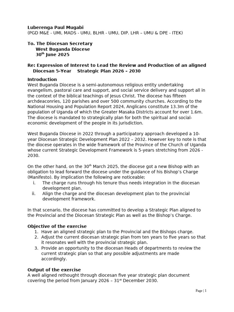 Expression of Interest - Consultancy 2025 | PDF | Diocese | Strategic ...