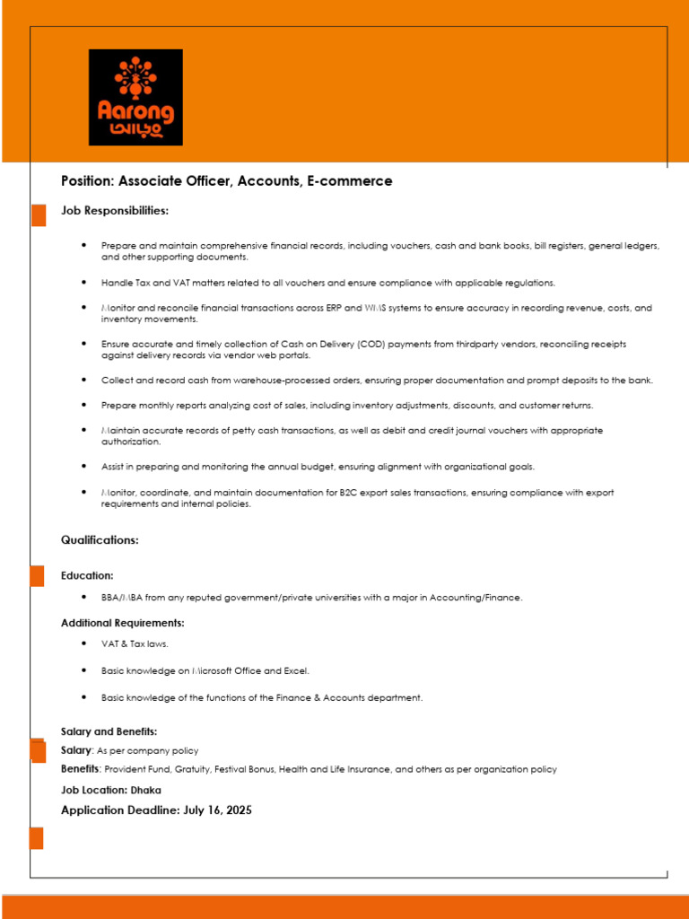 Associate Officer, E-commerce Accounts Job | PDF