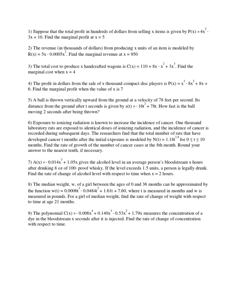 1325 Word Problems Derivatives | PDF | Teaching Methods & Materials