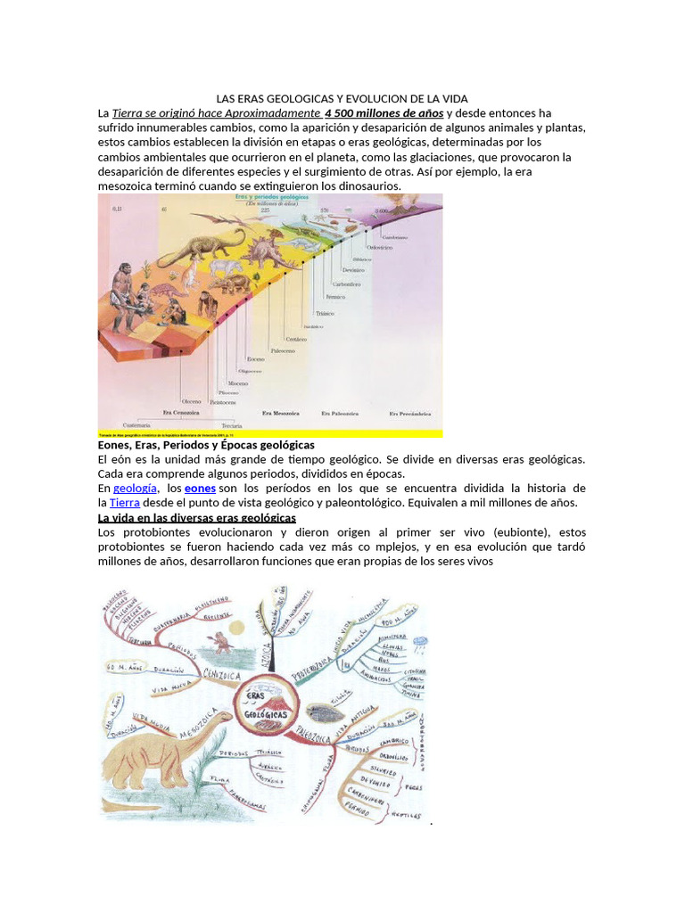 Eras Geológicas y Evolución de la Vida | PDF | Escala de tiempo ...