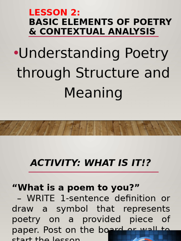 Basic Elements of Poetry and Context | PDF | Poetry