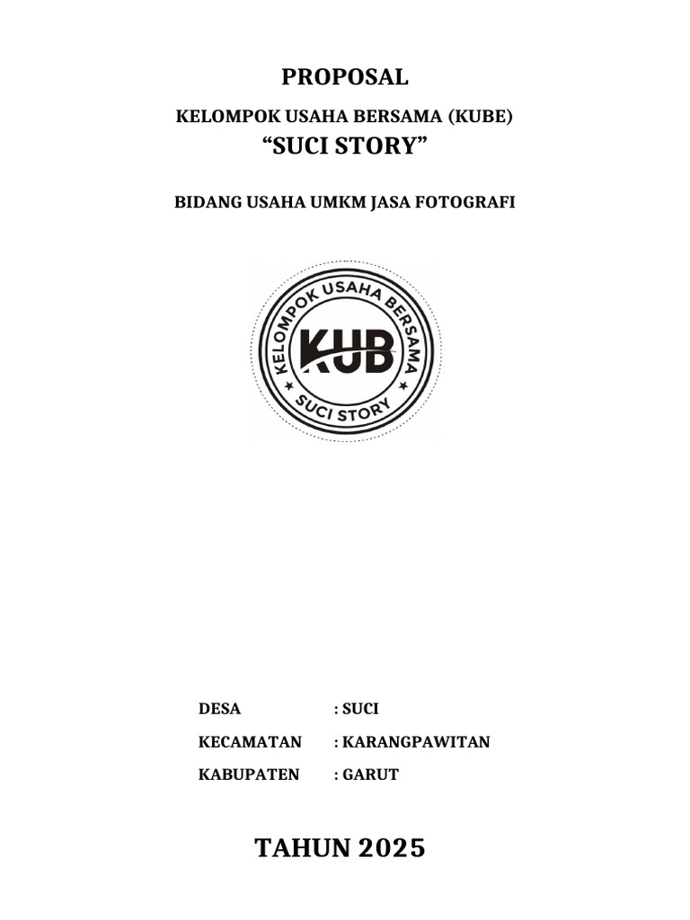 Proposal KUBE Suci Story Fotografi Garut | PDF