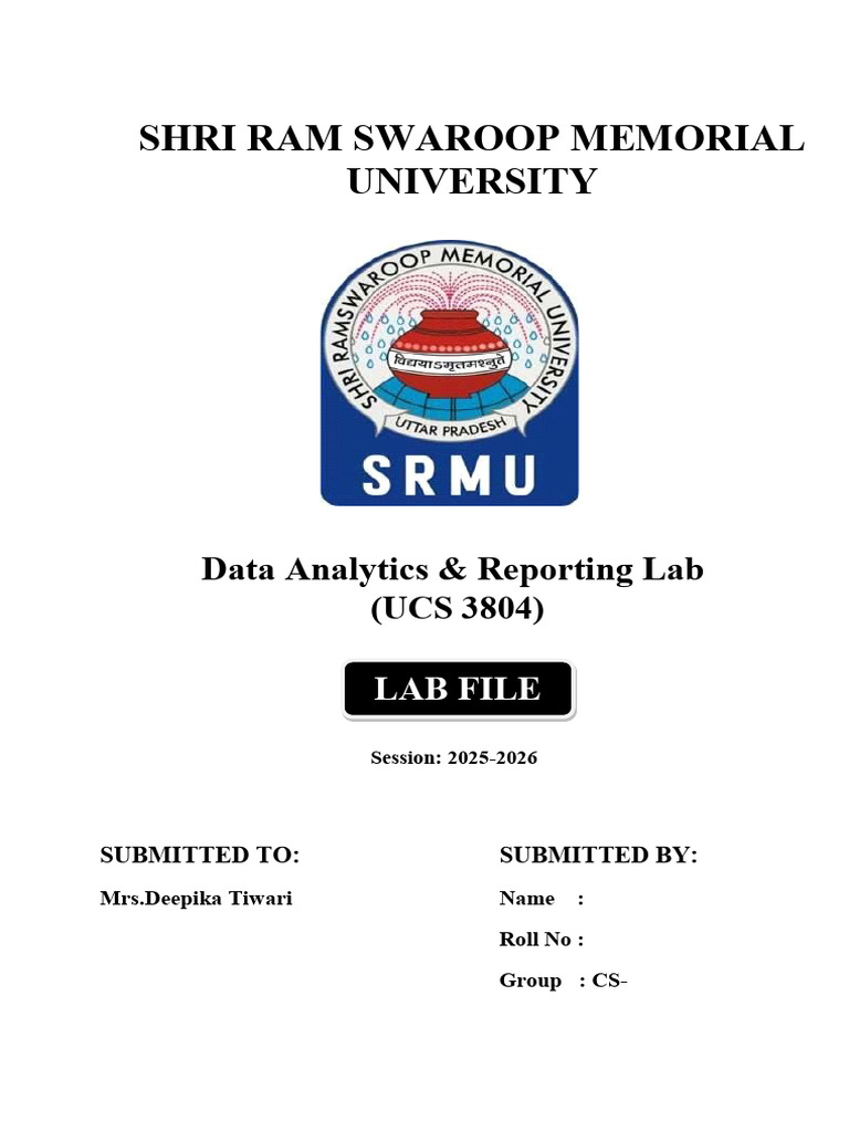 Front Page and Index Data Analytics Lab | PDF