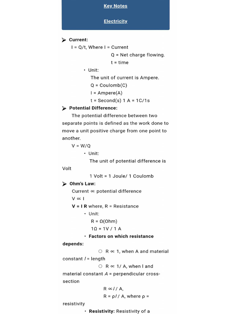 Physics Class 10 Notes | PDF
