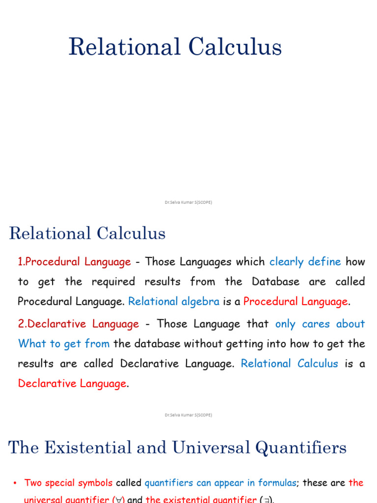Relational Calculus | PDF | Relational Model | Databases