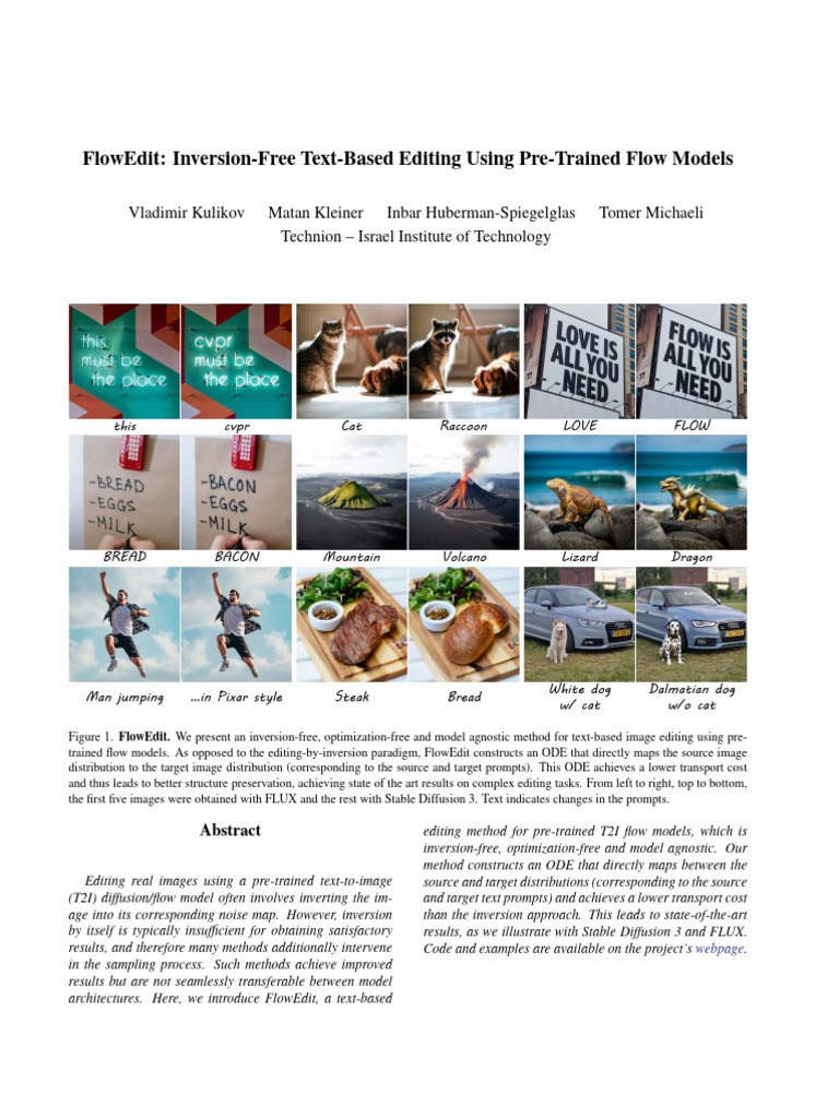FlowEdit: Inversion-Free Image Editing | PDF