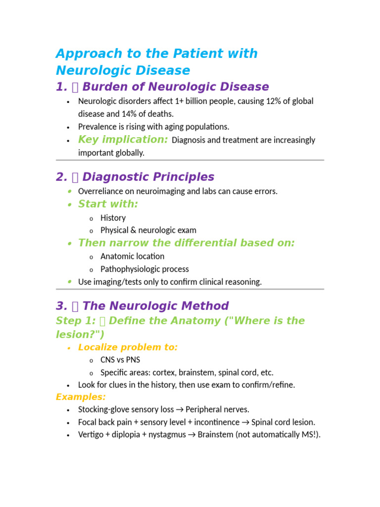 Approach to the Patient With Neurologic Disease | PDF | Neurology ...