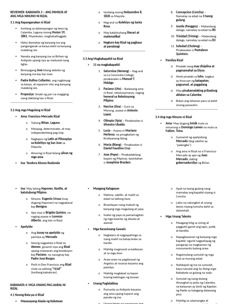 Rizal Midterm Reviewer | PDF