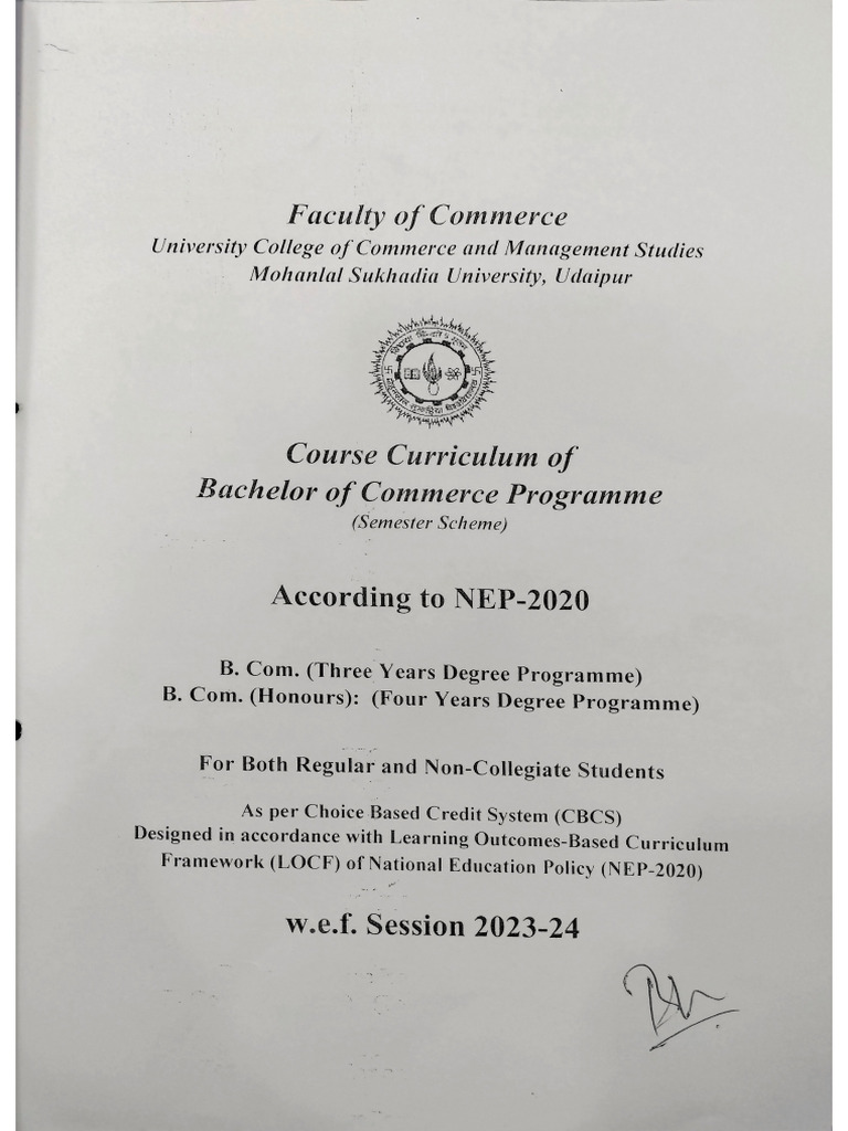 12068_B. Com, Syllabus (NEP) for Regular and Non-Collegiate Students ...