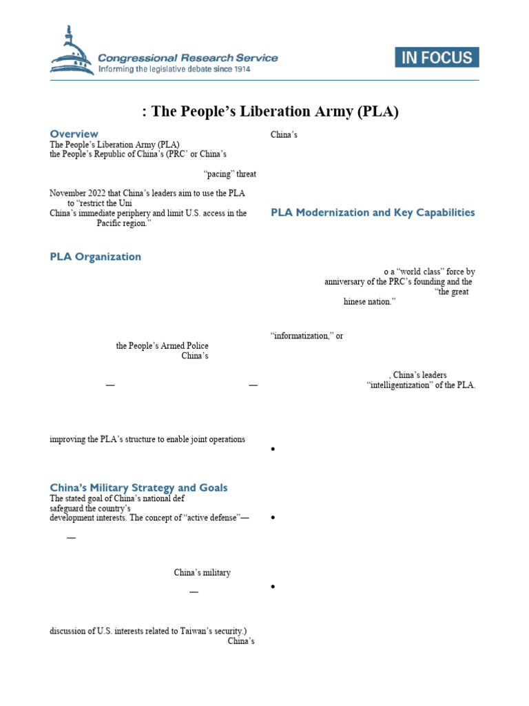PLA Overview and Modernization Insights | PDF | People's Liberation ...